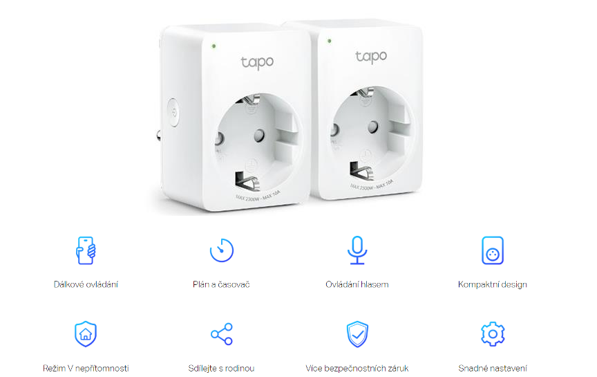 TP-Link Chytrá zásuvka Tapo P100(2-pack)(EU) regulace 230V přes IP ...